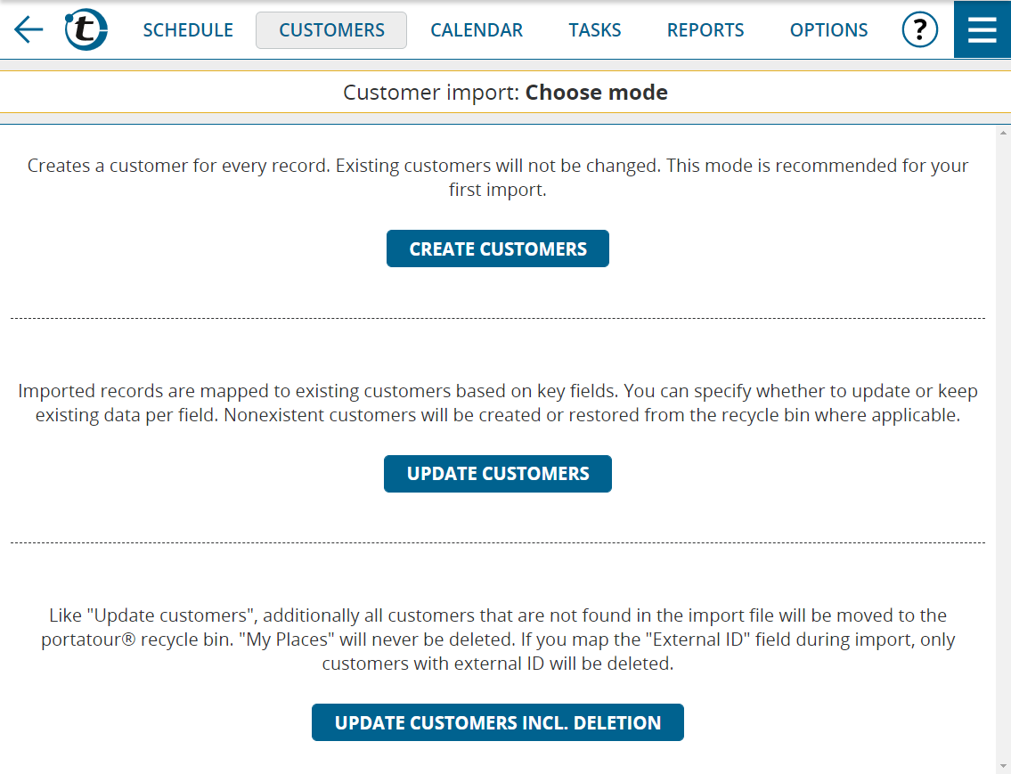 Choose import mode – portatour® Help Center